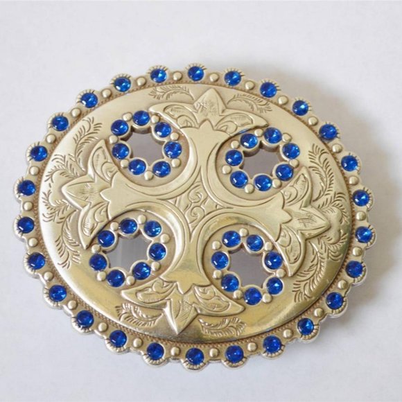 Accessories | Enmon Engraved Blue Rhinestone Cross Western Belt Buckle ...